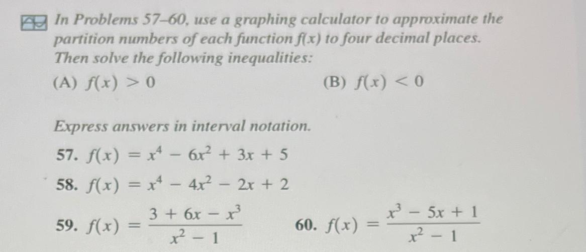 Solved In Problems 57-60, ﻿use a graphing calculator to | Chegg.com
