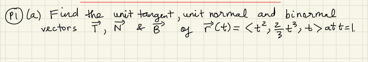 Solved (1) (a) ﻿Find the unit tangent, unit normal and | Chegg.com
