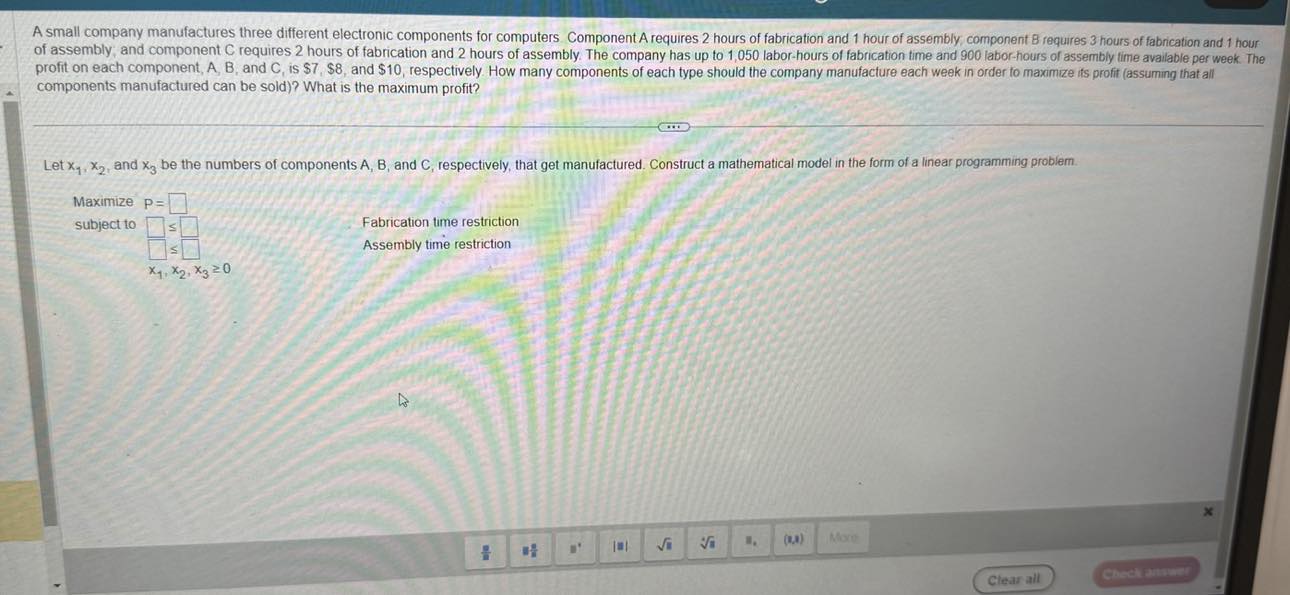 Solved A small company manufactures three different | Chegg.com