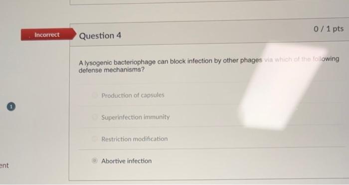 Solved A lysogenic bacteriophage can block infection by | Chegg.com