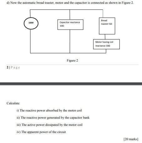 Solved d) Now the automatic brend toaster, motor and the | Chegg.com