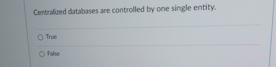 Solved Centralized databases are controlled by one single | Chegg.com