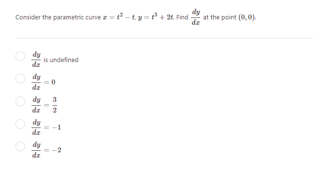 Solved Consider the parametric curve x=t2-t,y=t3+2t. ﻿Find | Chegg.com