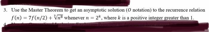 Solved 3. Use the Master Theorem to get an asymptotic | Chegg.com