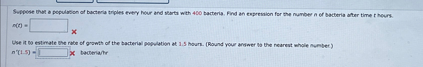 Solved Suppose that a population of bacteria triples every | Chegg.com