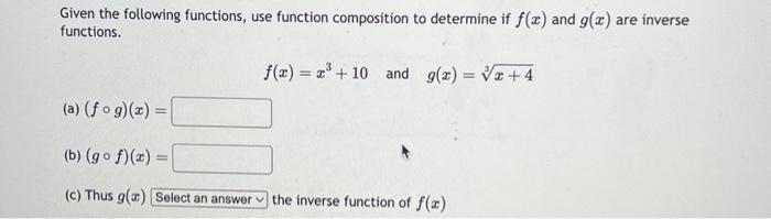 Solved Given the following functions, use function | Chegg.com