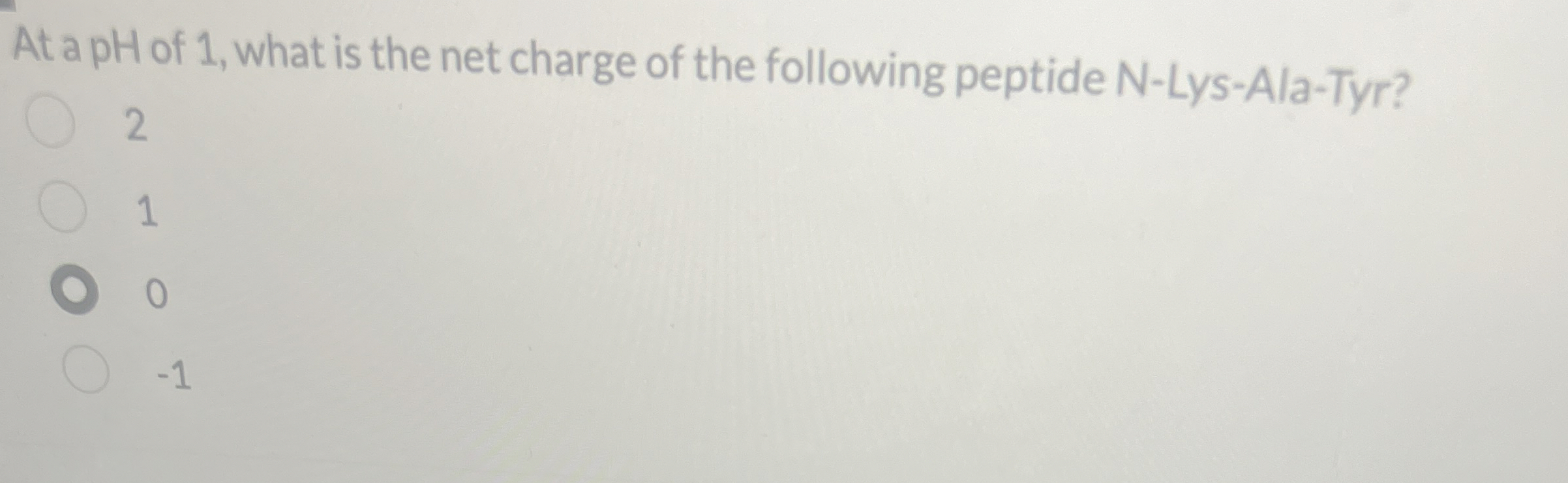 Solved At a pH of 1 , ﻿what is the net charge of the | Chegg.com