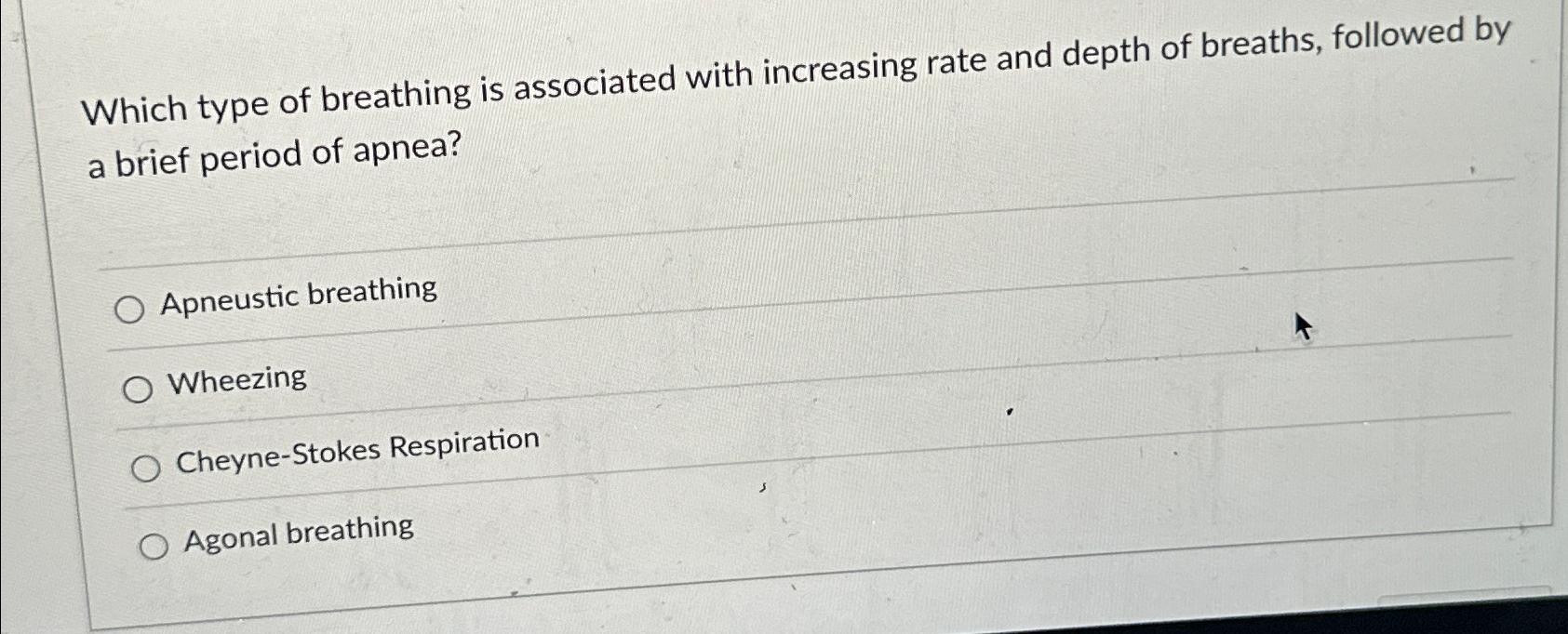 Solved Which type of breathing is associated with increasing | Chegg.com