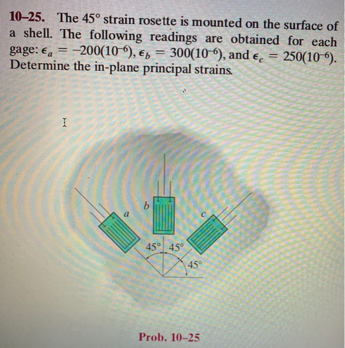 Solved 10–25. The 45° strain rosette is mounted on the | Chegg.com