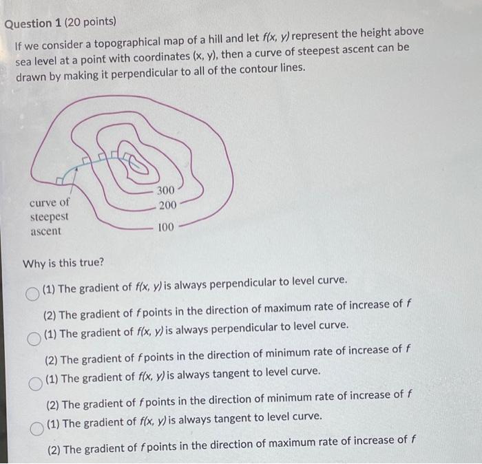 Solved Question 1 (20 points) If we consider a topographical | Chegg.com
