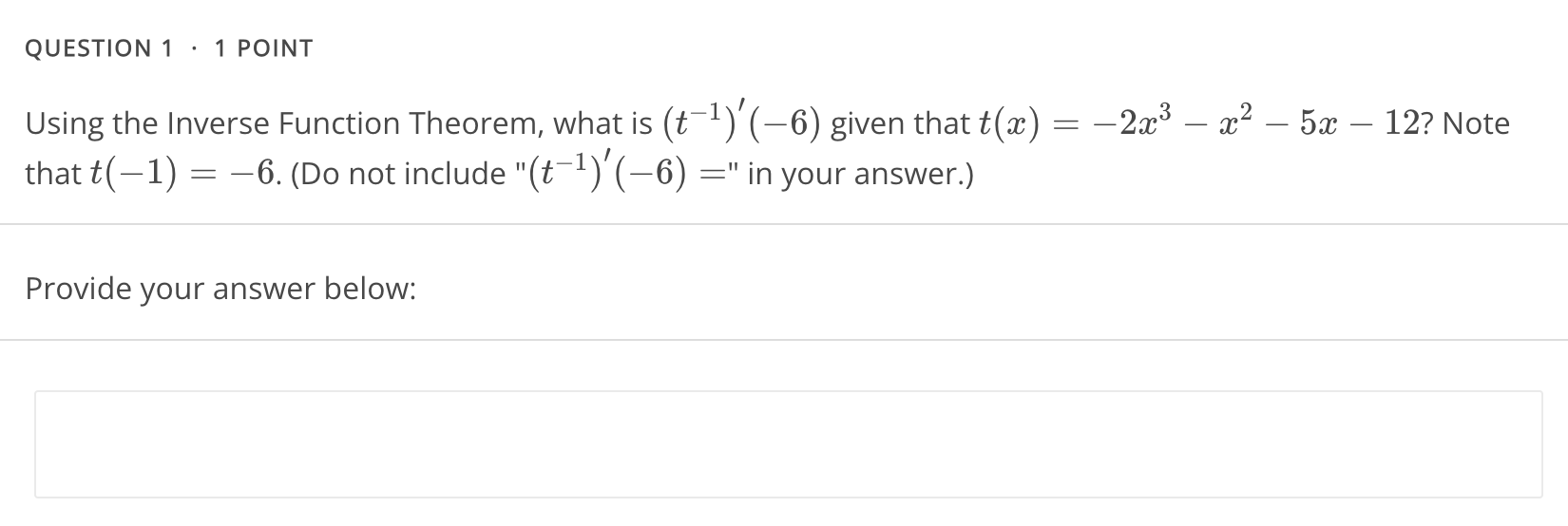 Solved QUESTION 1 * 1 ﻿POINTUsing the Inverse Function | Chegg.com