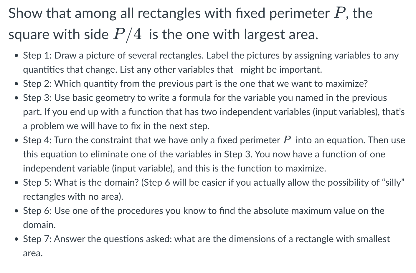 Solved Show that among all rectangles with fixed perimeter | Chegg.com