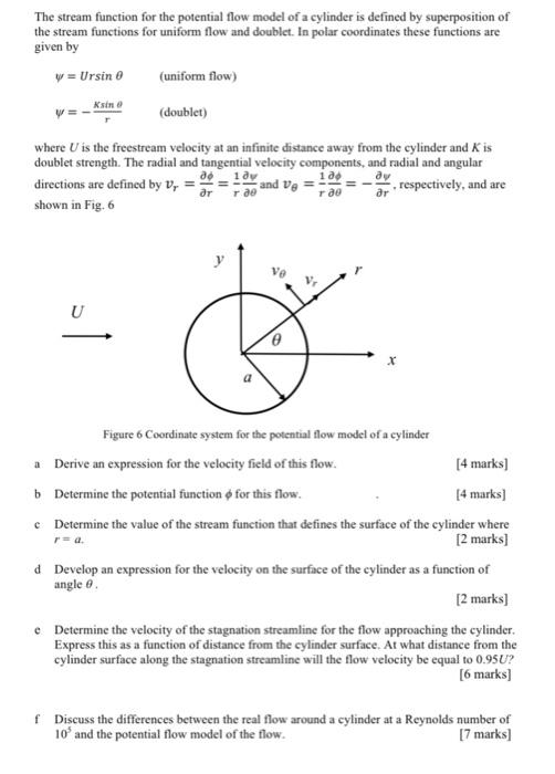 Solved Question 4 (25 marks) The stream function for the | Chegg.com