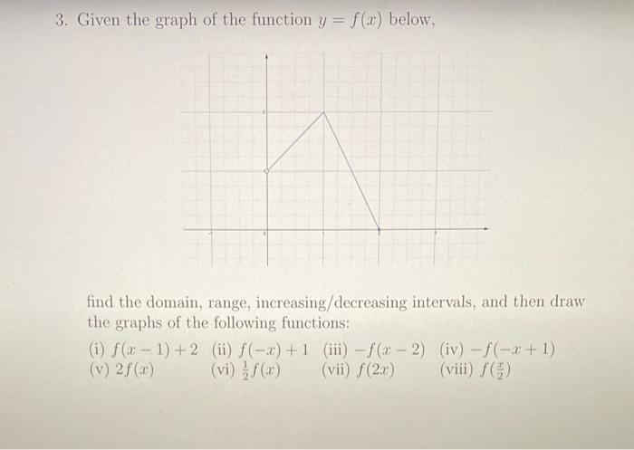 Solved 1. Starting from the graph of the function y=x2 or | Chegg.com