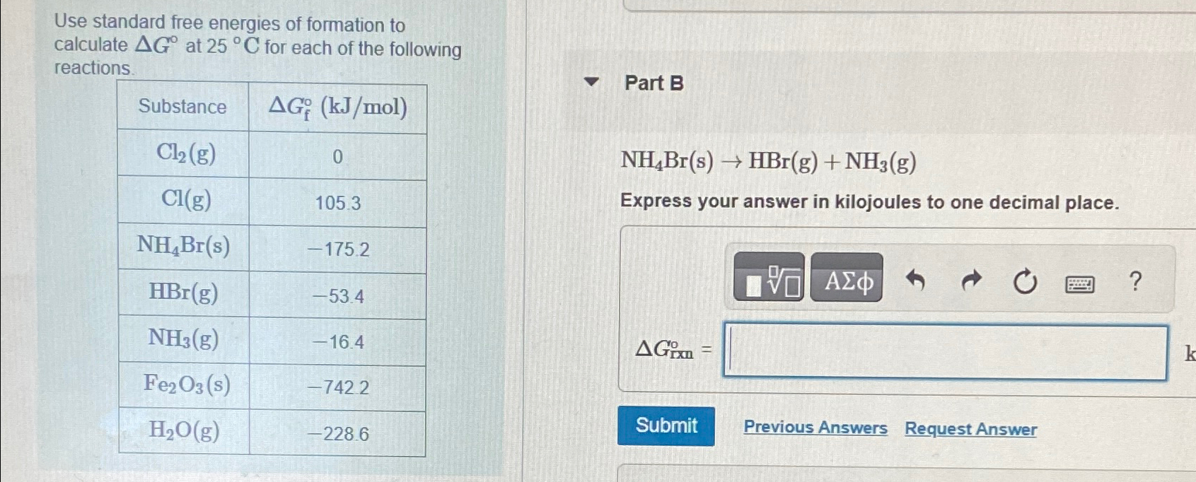 Solved Use standard free energies of formation to calculate | Chegg.com