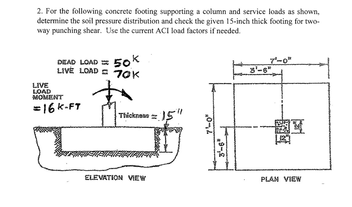 Solved For the following concrete footing supporting a | Chegg.com
