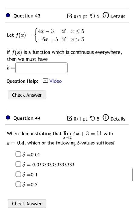 Solved Let f(x)={4x−3−6x+b if if x≤5x>5 If f(x) is a | Chegg.com