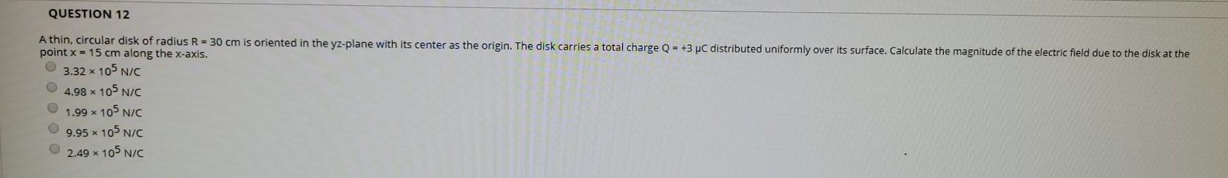 Solved QUESTION 12 A thin, circular disk of radius R = 30 cm | Chegg.com