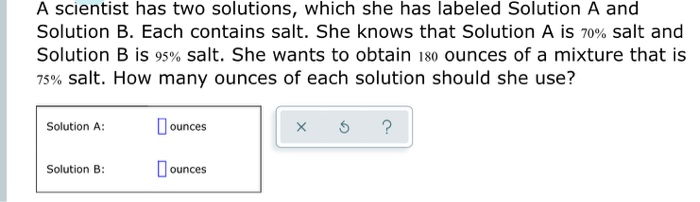 Solved A scientist has two solutions, which she has labeled | Chegg.com