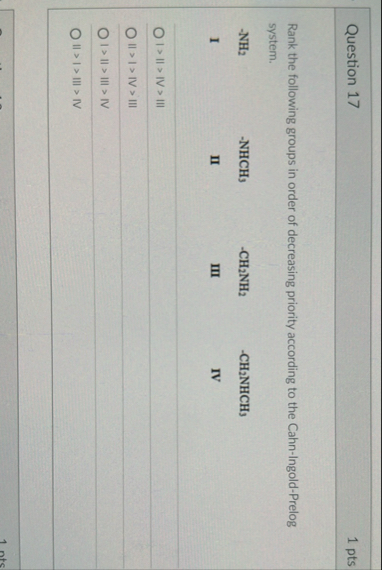 Solved Question 171 ﻿ptsRank the following groups in order | Chegg.com