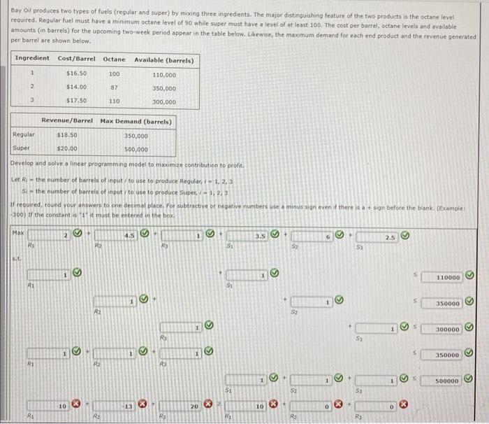 Solved Bay Oil produces two types of fuels (regular and | Chegg.com