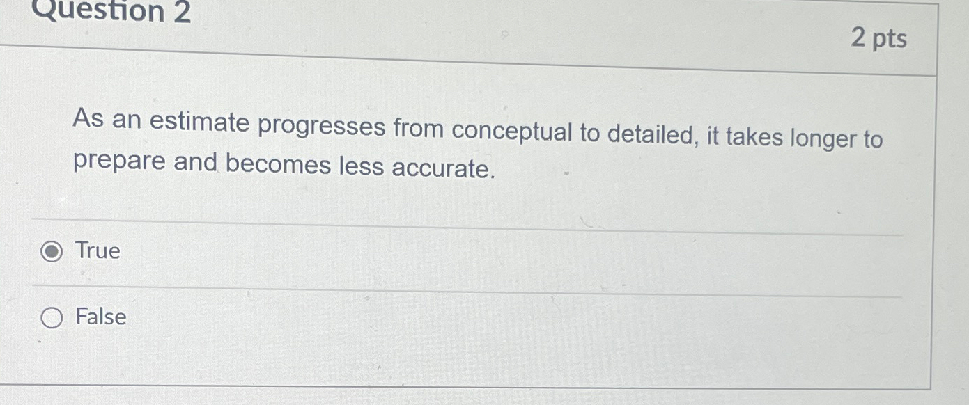 Solved Question 22 ﻿ptsAs an estimate progresses from | Chegg.com