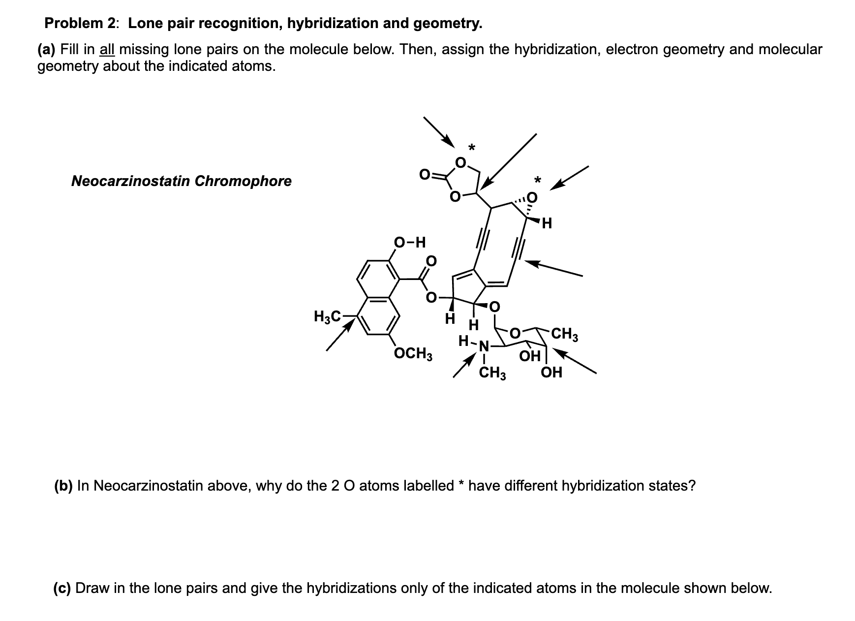 Solved Problem 2: Lone pair recognition, hybridization and | Chegg.com