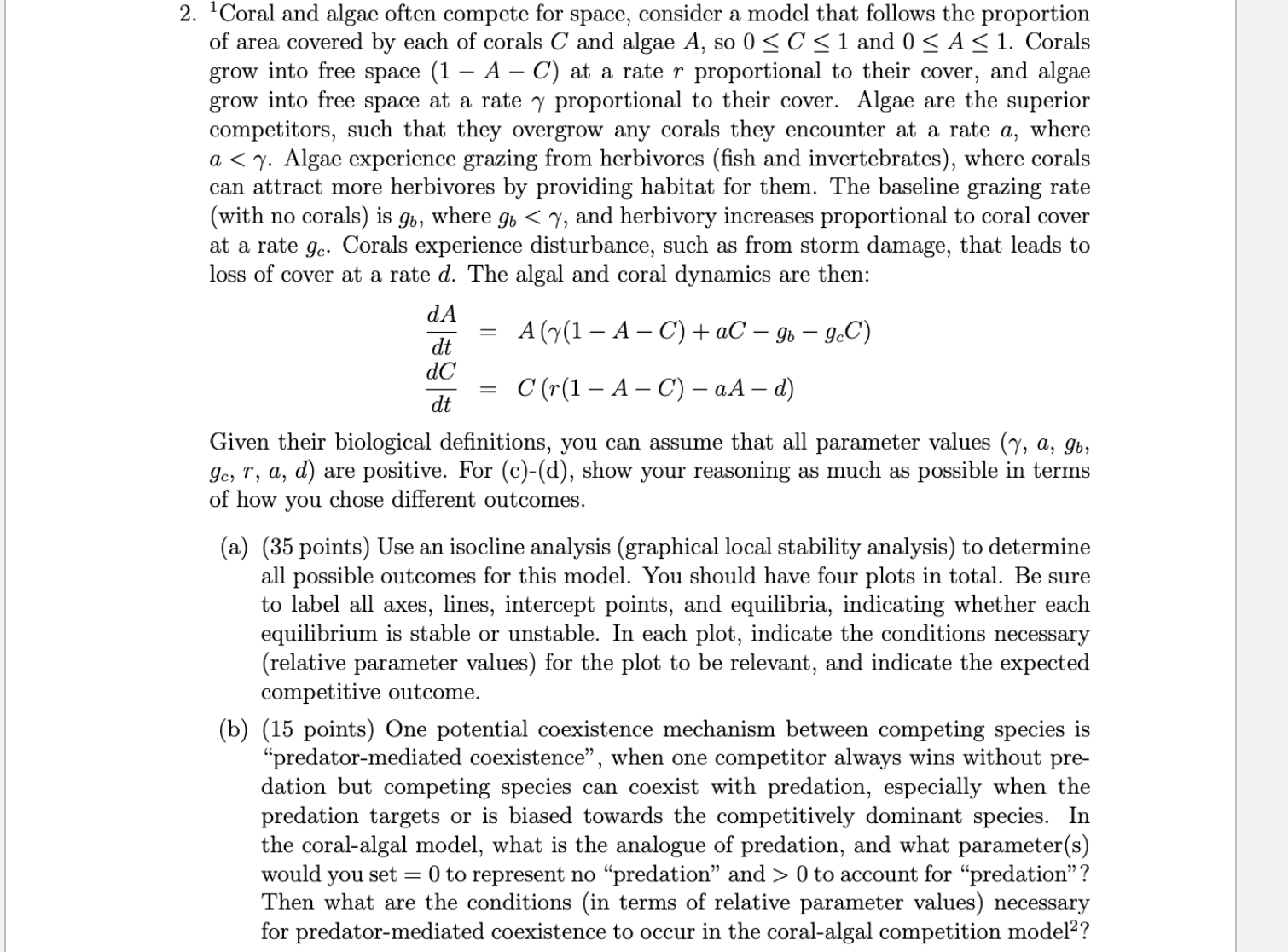 (Please ﻿see attached image!!) ﻿Coral and algae often | Chegg.com
