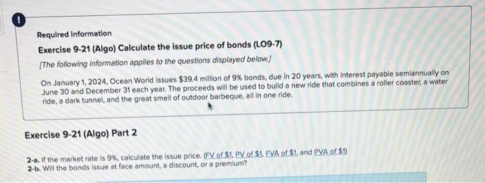 Solved Required information Exercise 9-21 (Algo) Calculate | Chegg.com