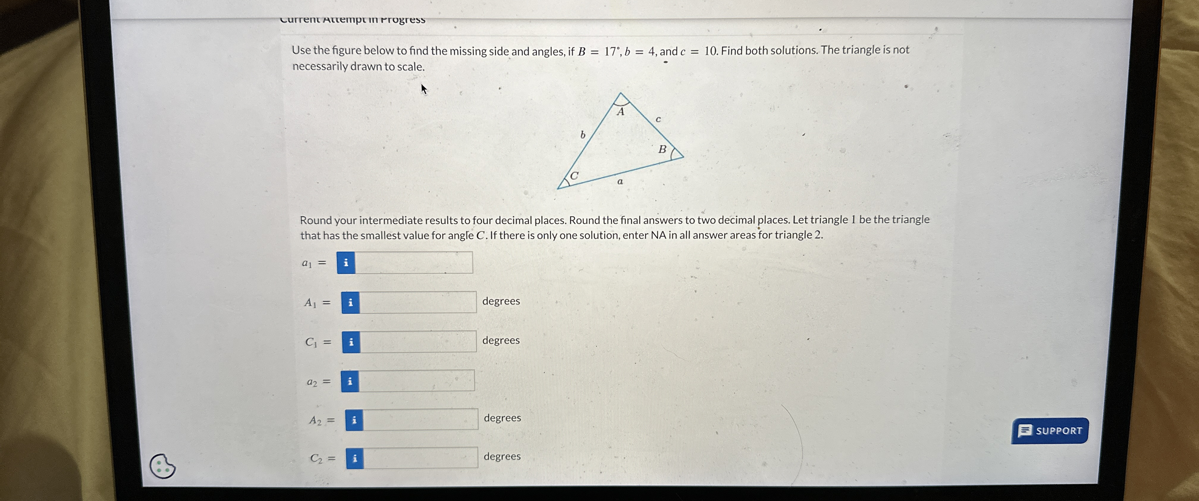 Solved Use the figure below to find the missing side and | Chegg.com
