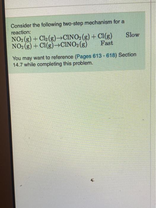 Solved Consider the following two-step mechanism for a | Chegg.com
