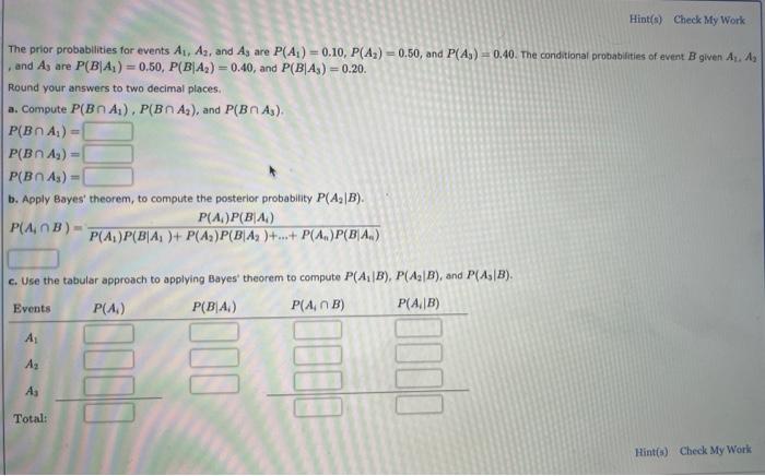 Solved The prior probablities for events A1,A2, and A3 are | Chegg.com
