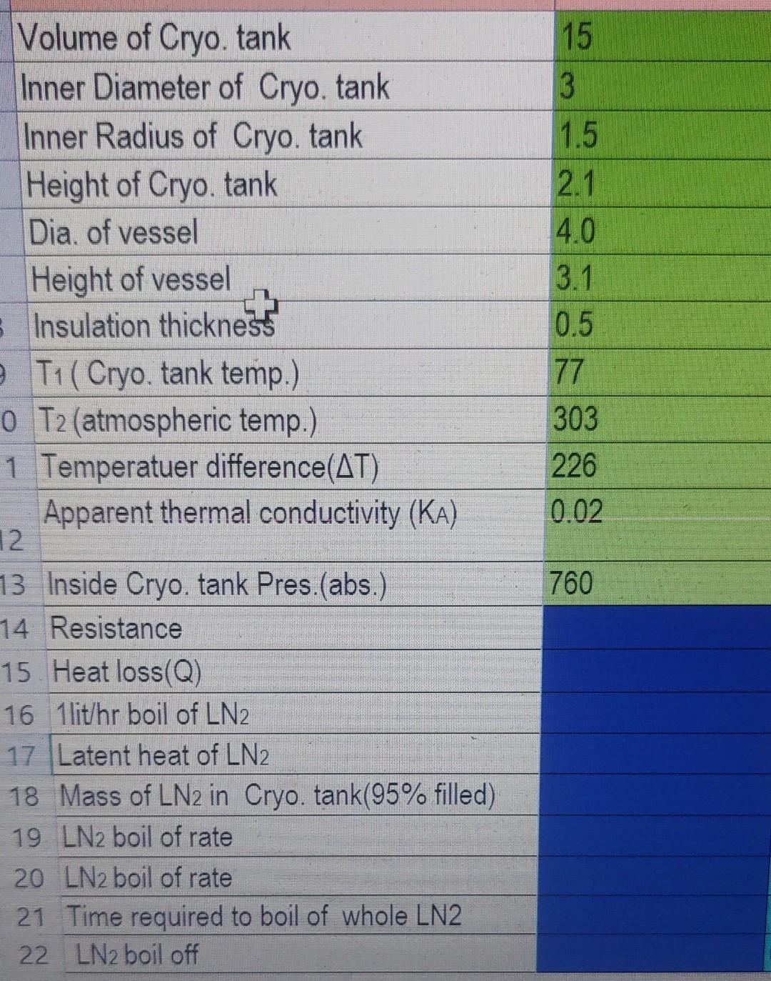 Solved 15 3 Volume of Cryo. tank Inner Diameter of Cryo. | Chegg.com