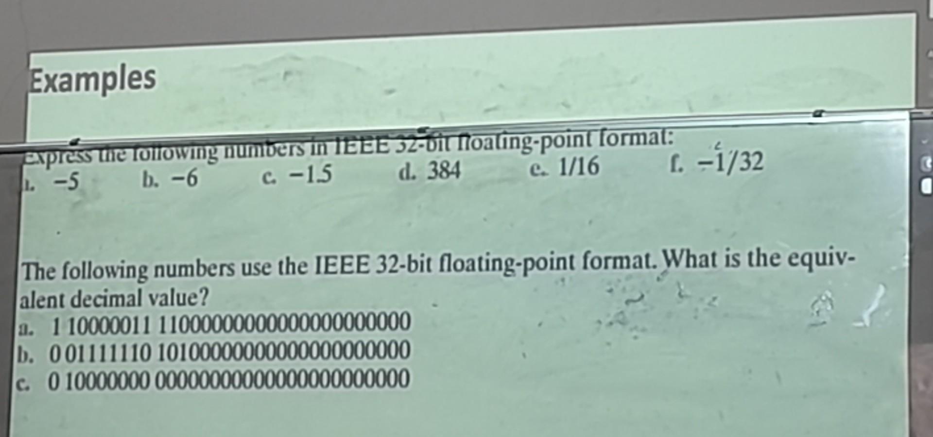 Solved i. −5 b. −6 c. −1.5 d. 384 c. 1/16 f. −1/32 The | Chegg.com