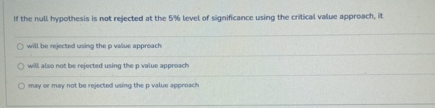 If the null hypothesis is not rejected at the 5% | Chegg.com
