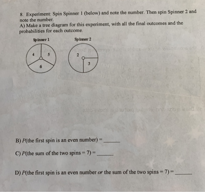 Solved 8. Experiment: Spin Spinner 1 (below) and note the | Chegg.com
