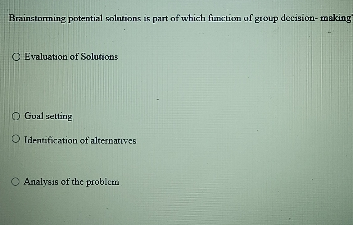 Solved Brainstorming potential solutions is part of which | Chegg.com