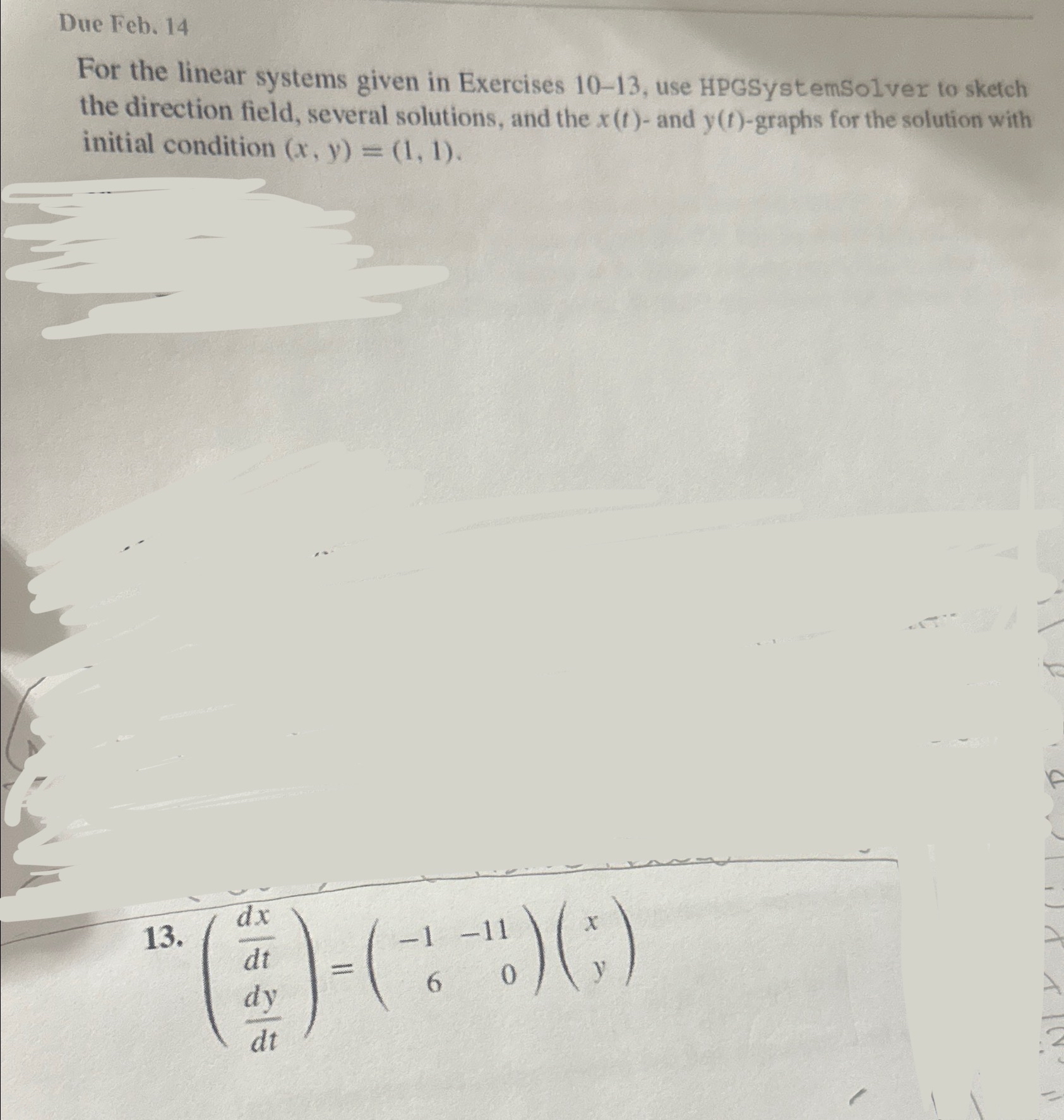 Solved Due Feb. 14For the linear systems given in Exercises | Chegg.com