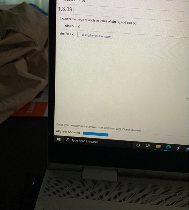 Solved 1.3.39 Express the given quantity in terms of sin(x) | Chegg.com