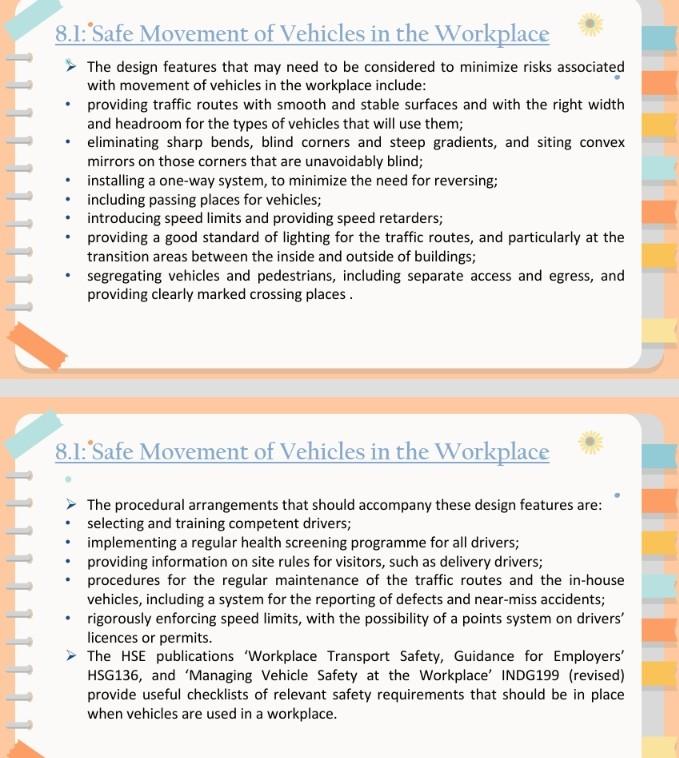 Solved 8.1:'Safe Movement of Vehicles in the Workplace 8.1.1 | Chegg.com
