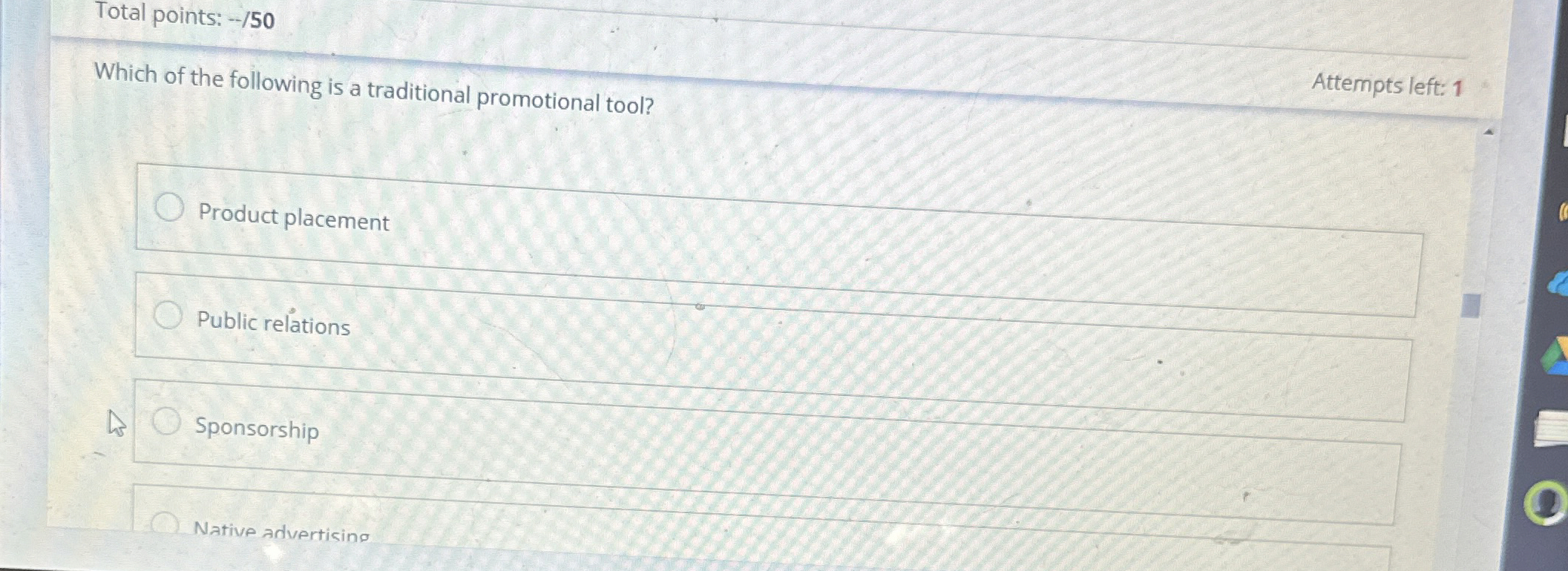 Solved Total points: --/50Which of the following is a | Chegg.com