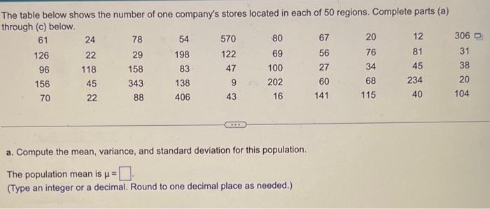 Solved Please Find The Population Variance And Mean Standard