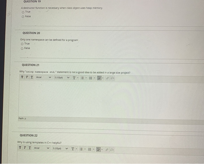 Solved Question 19 A Destructor Function Is Necessary When