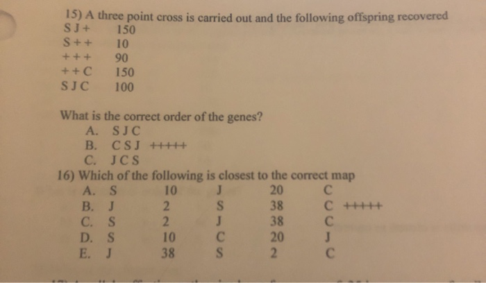Solved 13) A three point cross is carried out and the | Chegg.com