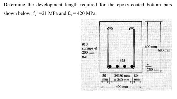 Solved Determine the development length required for the | Chegg.com