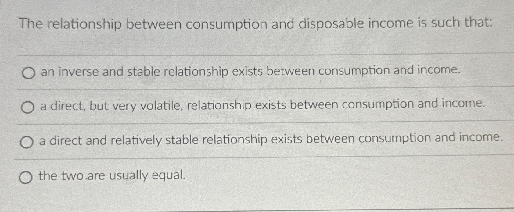 Solved The relationship between consumption and disposable | Chegg.com