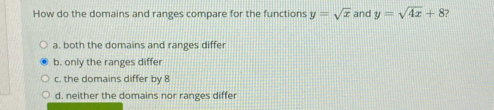 How do the domains and ranges compare for the | Chegg.com