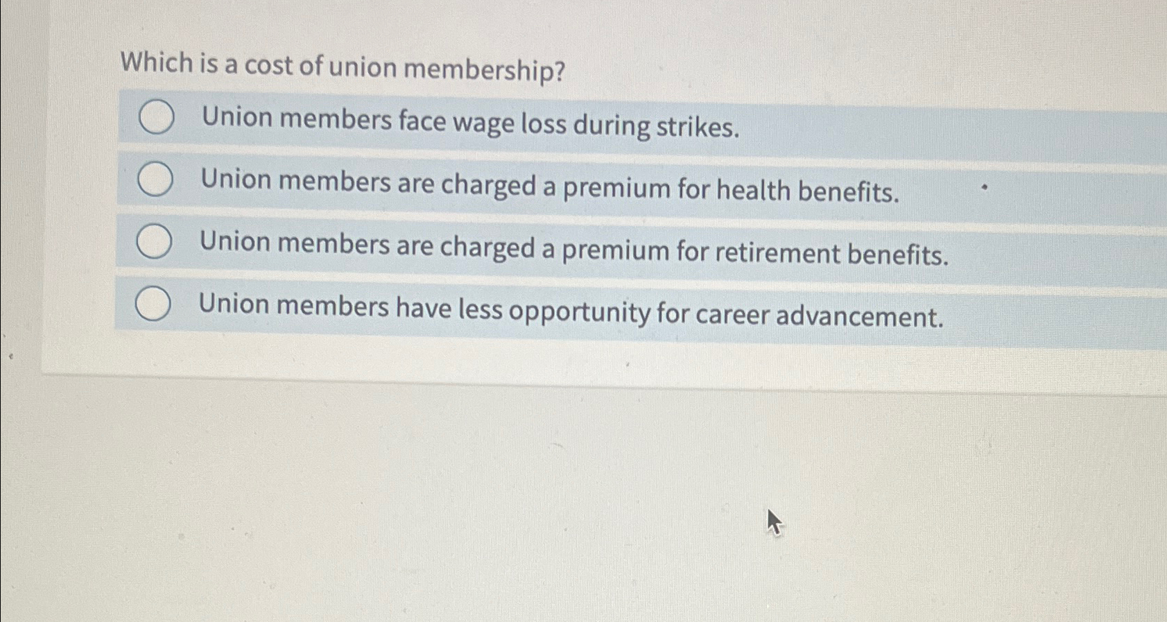 Solved Which is a cost of union membership?Union members | Chegg.com