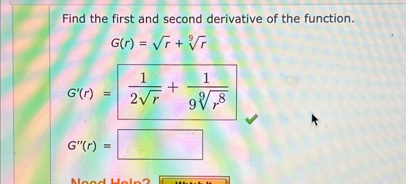 Solved Find the first and second derivative of the | Chegg.com