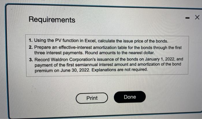 Solved Requirements 1. Using the PV function in Excel, | Chegg.com